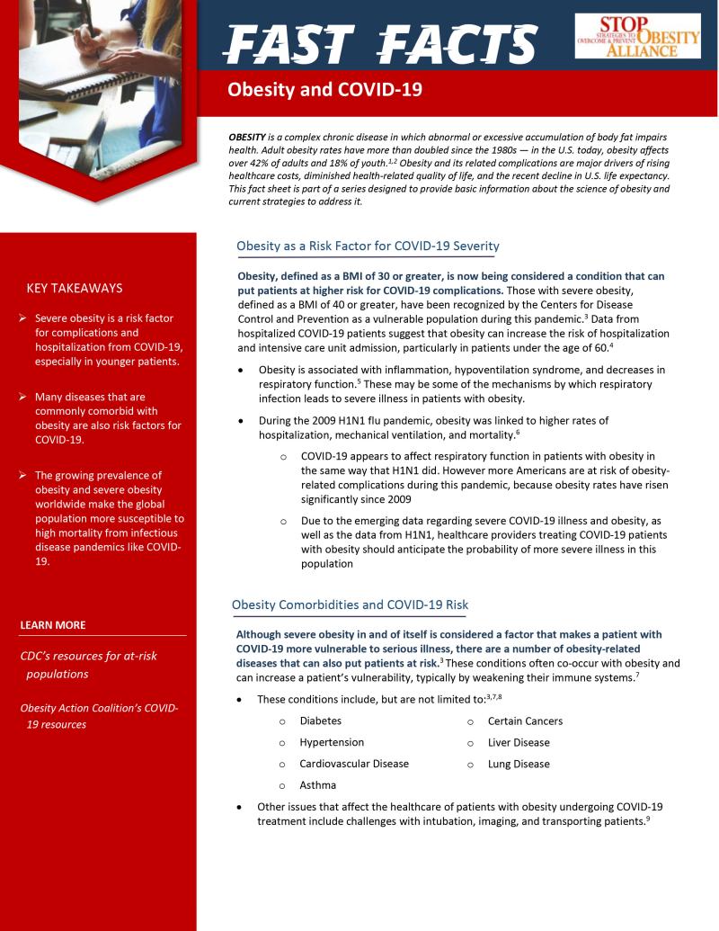 Fast Facts – Obesity and COVID-19 | STOP Obesity Alliance | Milken Institute School of Public ...