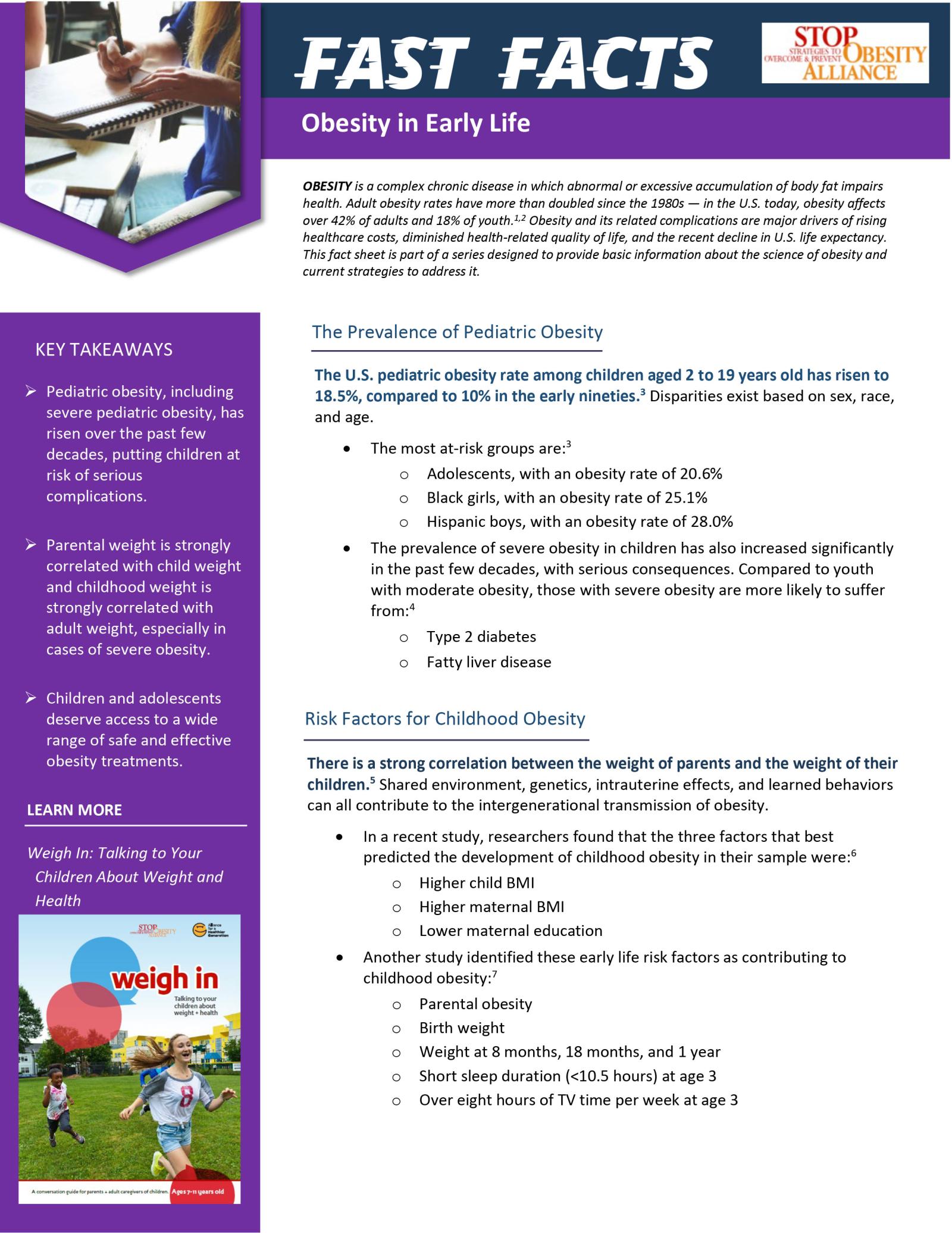 Fast Facts – Obesity in Early Life | STOP Obesity Alliance | Milken Institute School of Public ...